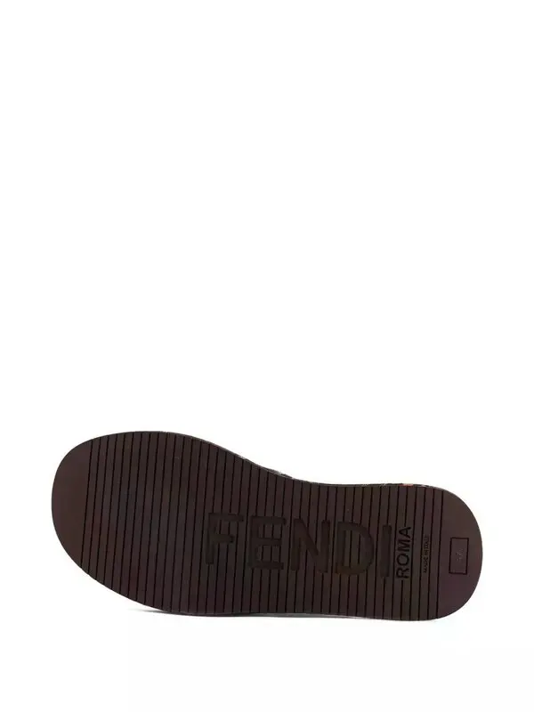 Fendi Embroidery-logo Platform Sandals - Brown
