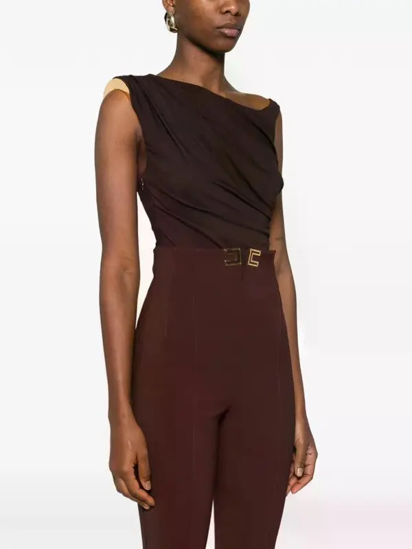 Elisabetta Franchi Draped One-shoulder Bodysuit - Brown