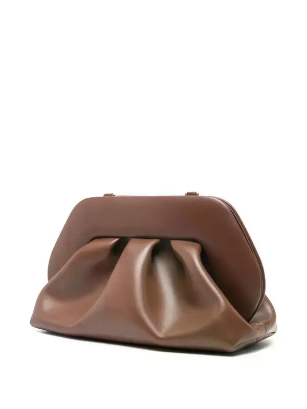 THEMOIRE Ruched Handle Clutch - Brown