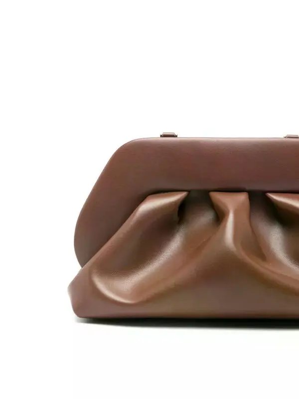 THEMOIRE Ruched Handle Clutch - Brown