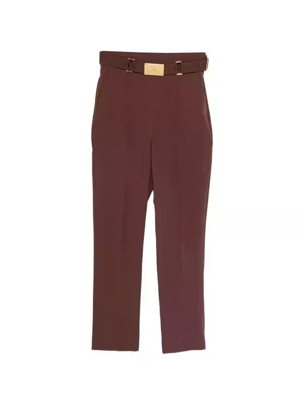 Elisabetta Franchi Belted Straight Leg Trousers - Brown