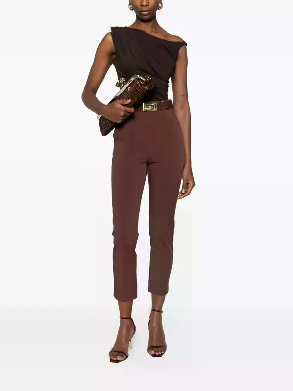 Elisabetta Franchi Belted Straight Leg Trousers - Brown