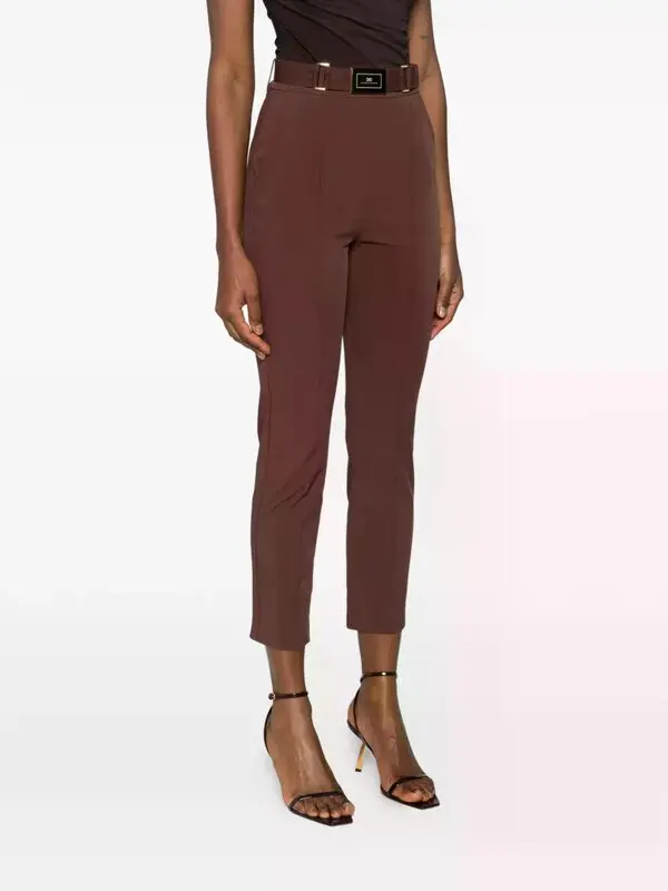 Elisabetta Franchi Belted Straight Leg Trousers - Brown