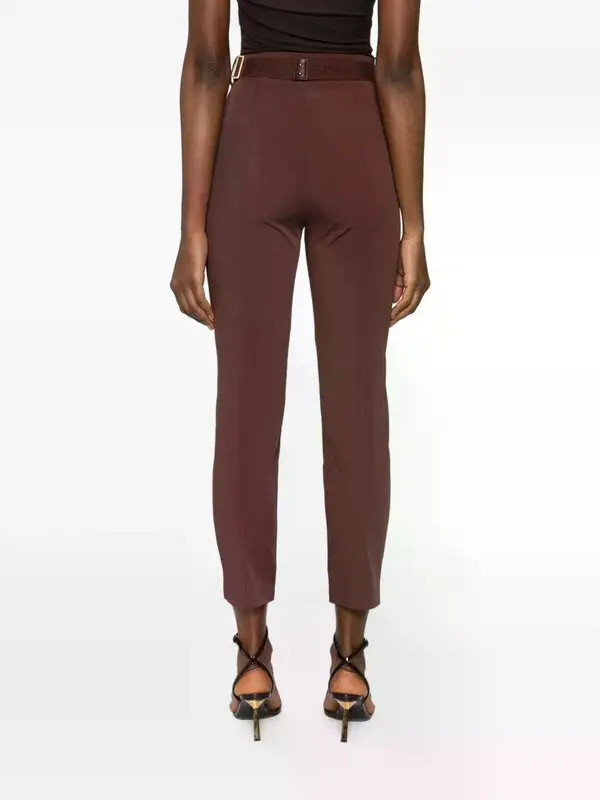 Elisabetta Franchi Belted Straight Leg Trousers - Brown