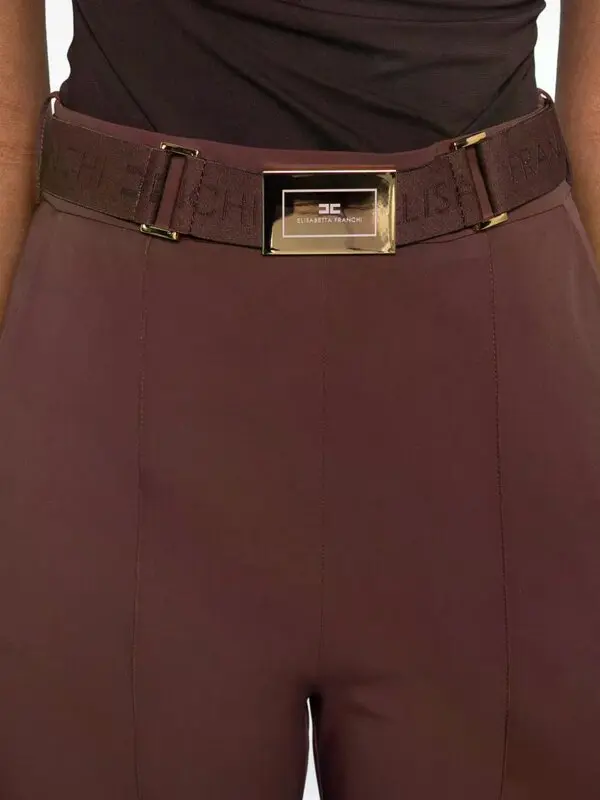 Elisabetta Franchi Belted Straight Leg Trousers - Brown