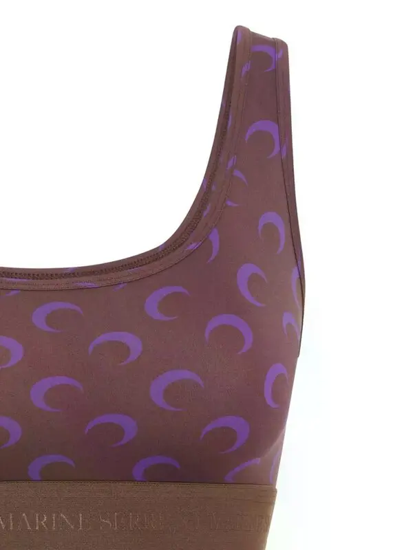 MARINE SERRE Moon Print Sports Bra - Brown