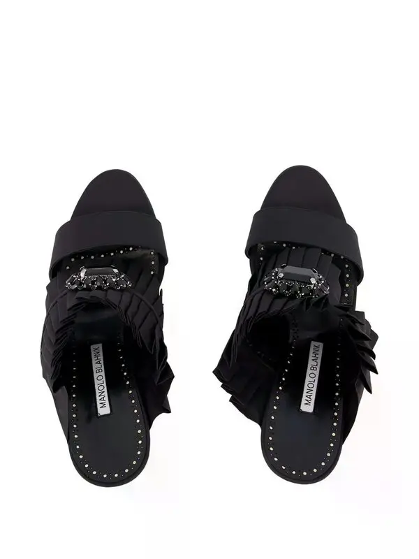 Manolo Blahnik Pleated Jeweled Pumps - Black