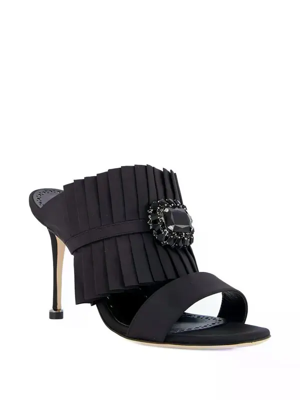 Manolo Blahnik Pleated Jeweled Pumps - Black