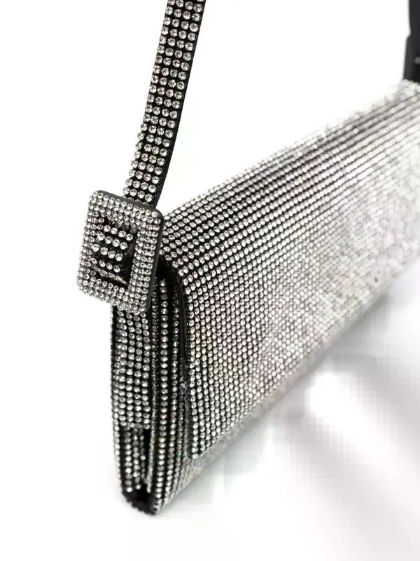 Benedetta Bruzziches Crystal-embellished Foldover Shoulder Bag - Black