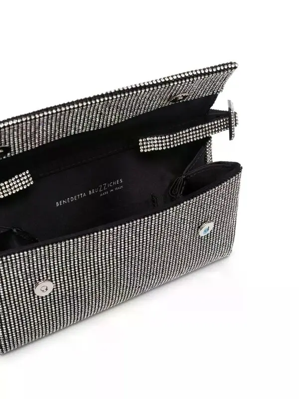 Benedetta Bruzziches Crystal-embellished Foldover Shoulder Bag - Black