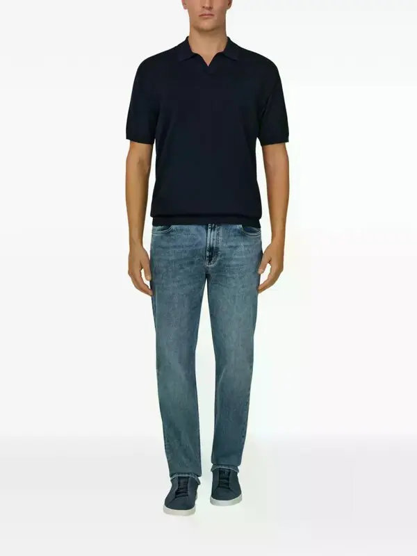Boggi Milano Open-neck Knitted Polo Shirt