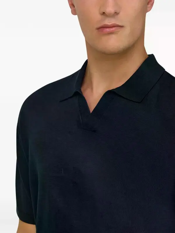 Boggi Milano Open-neck Knitted Polo Shirt