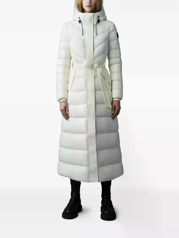 Mackage Quilted Hooded Belted Jacket - Neutrals