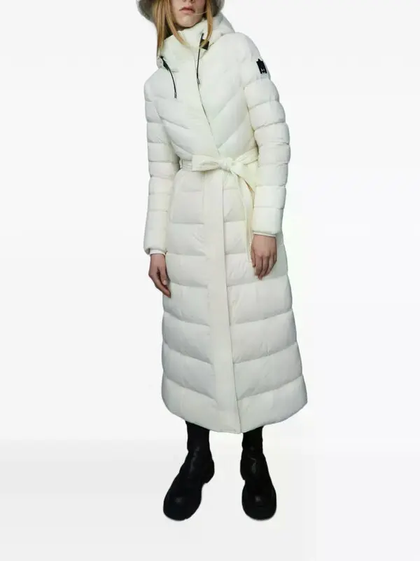 Mackage Quilted Hooded Belted Jacket - Neutrals
