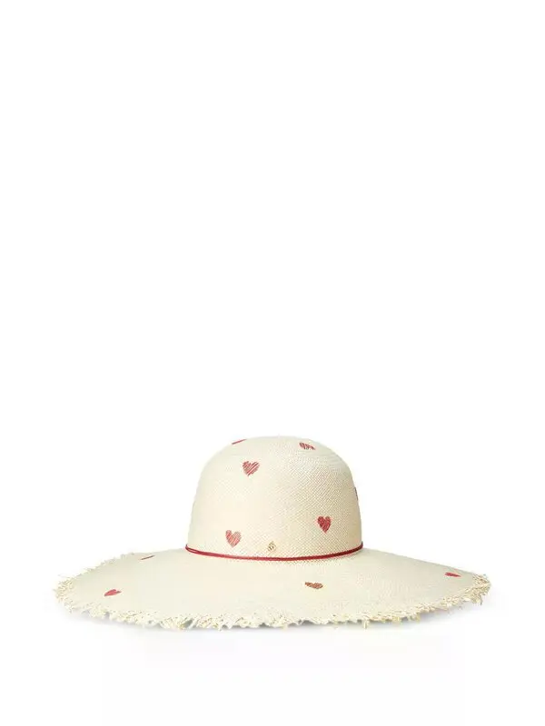 MAISON MICHEL Blanche Heart-motif Hat - Neutrals