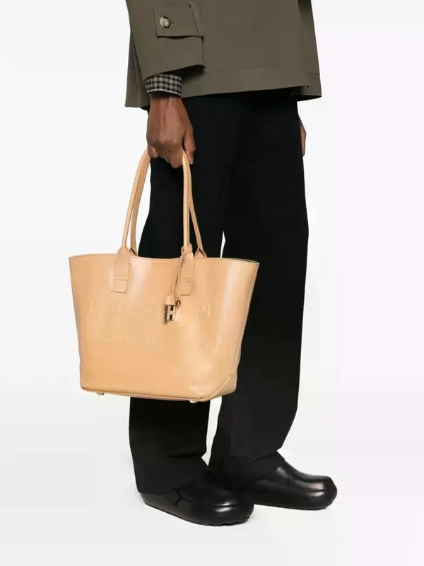 Hogan Debossed Leather Tote Bag