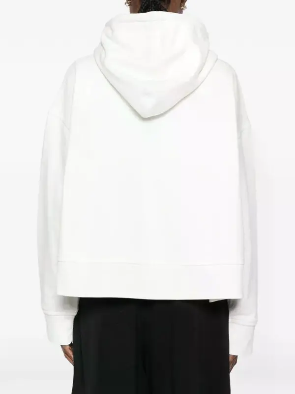 Sportmax Spdslogan Drawstring Hoodie - White