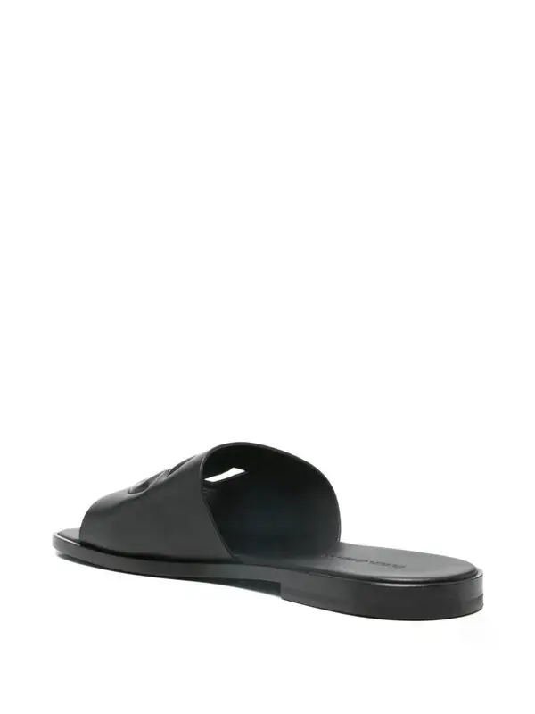 Dolce & Gabbana Logo-embossed Flat Sandals - Black