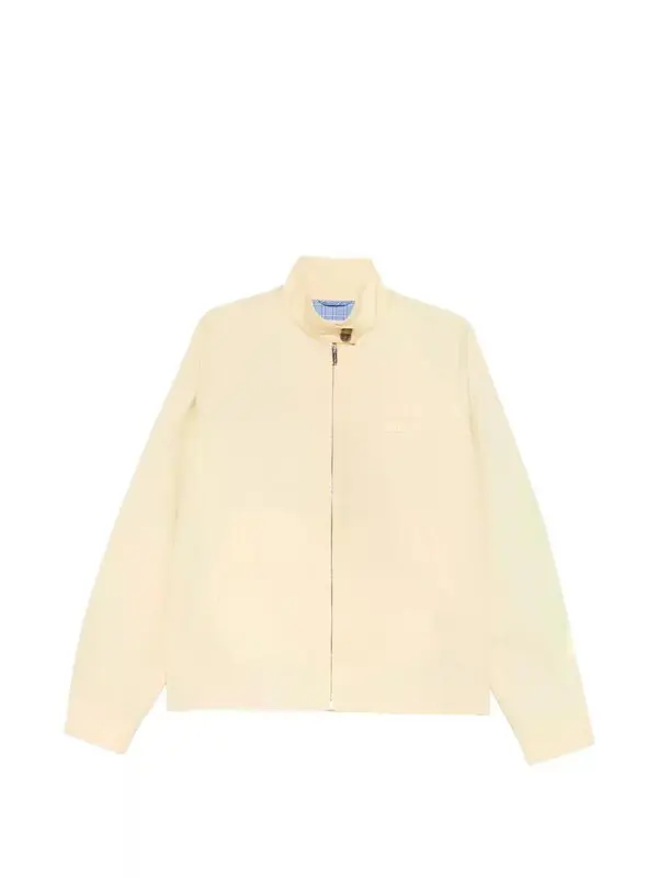 Miu Miu Logo-embroidered Stand Collar Zip-up Jacket - Yellow