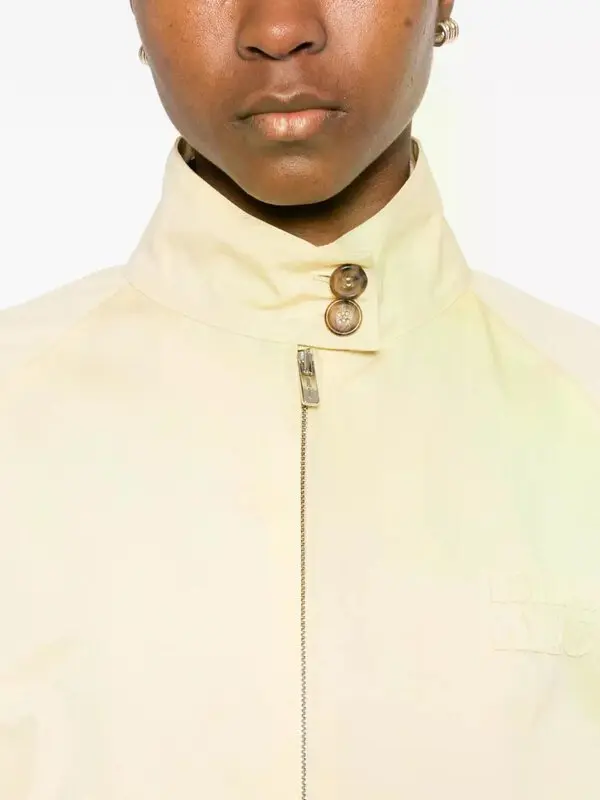 Miu Miu Logo-embroidered Stand Collar Zip-up Jacket - Yellow