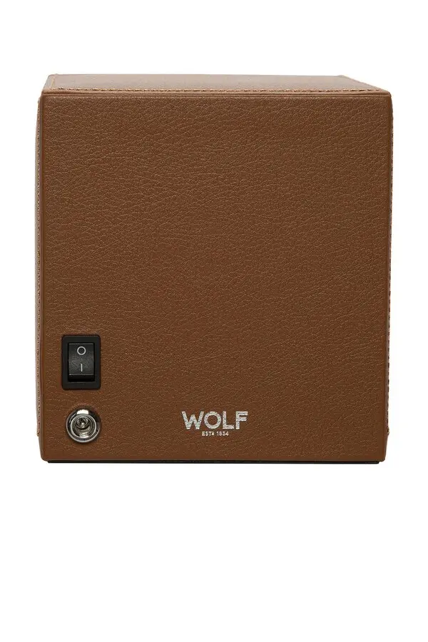 Wolf Cub Single Watch Winder With Cover - Cognac