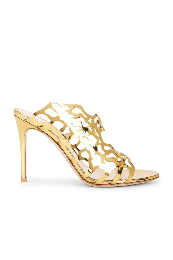 GIANVITO ROSSI Mule Sandal In Metallic Gold
