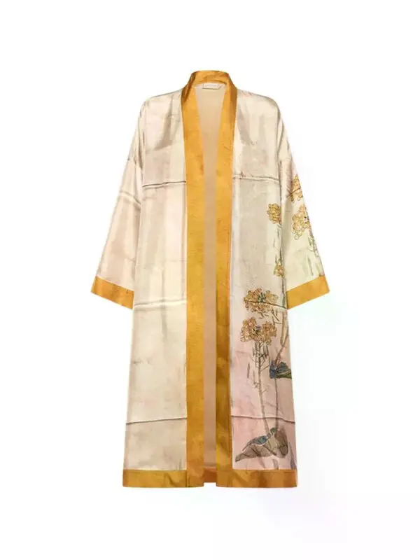 PIERRE-LOUIS MASCIA Floral-print Silk Coat - Neutrals