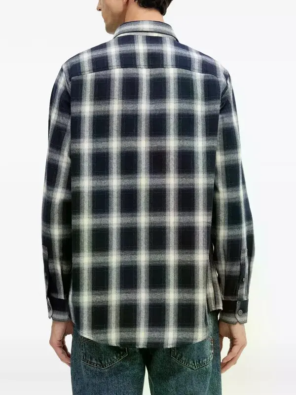 Armani Exchange Check-pattern Pocket Shirt - Blue
