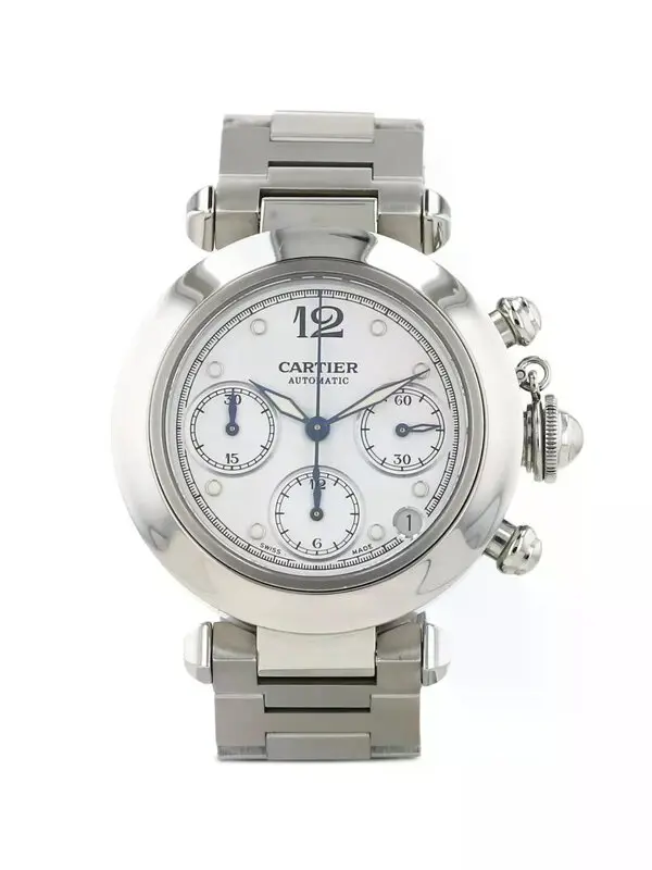 Cartier 1990s Chrono Pasha 36mm Watch - Silver