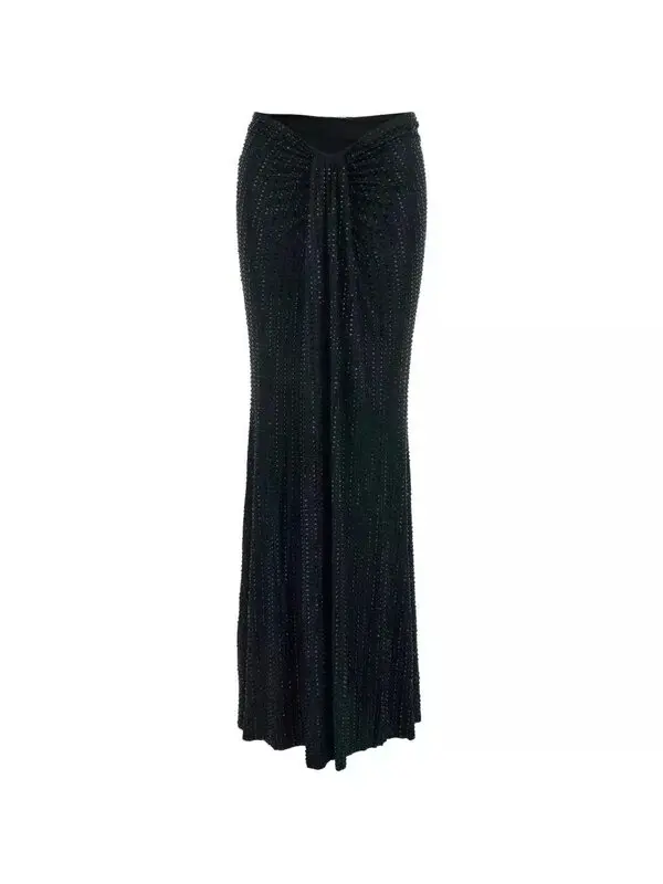 VENUJA Knotted Embellished Maxi Skirt - Black