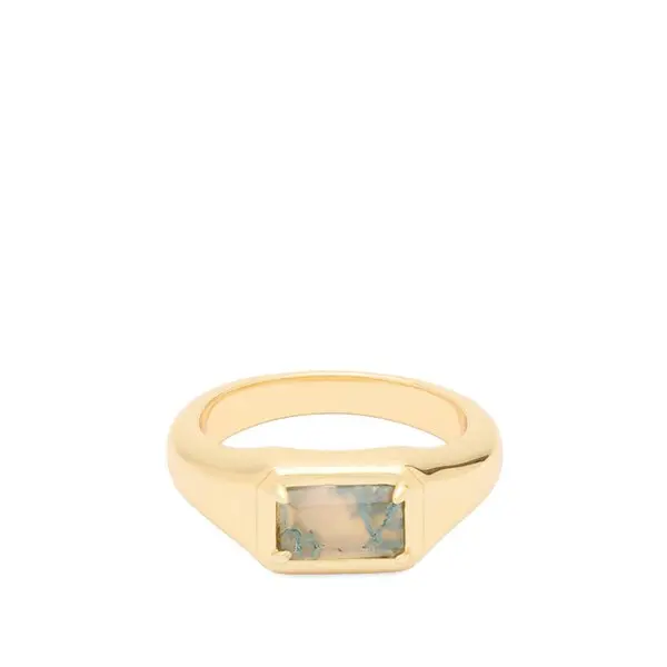 SERGE DENIMES Moss Agate -plated Ring - Gold