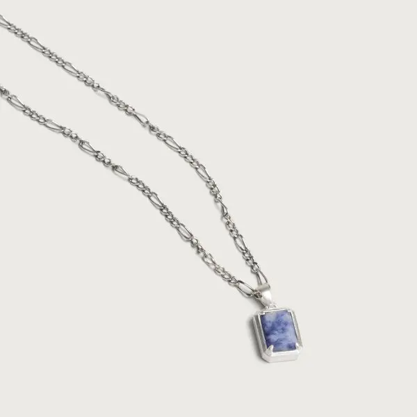 SERGE DENIMES Rectangular Blue Jasper Pendant Necklace
