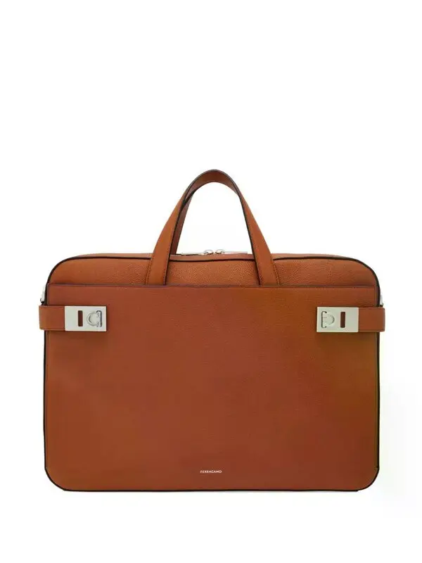 FERRAGAMO Gancini Buckles Briefcase - Brown