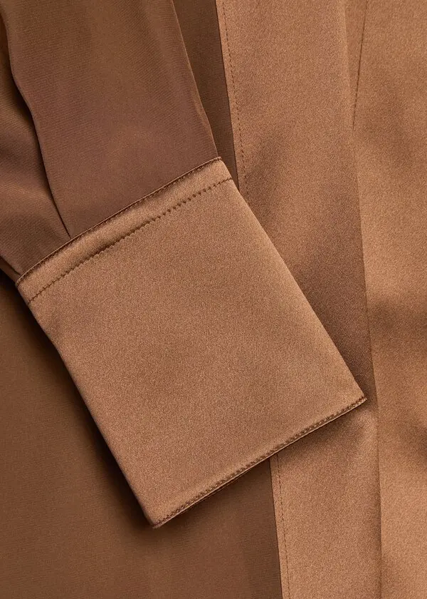 JOSEPH Paneled Silk Blouse - Rust