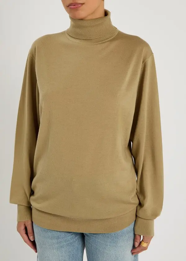 TOTEME Fine-knit Wool Turtleneck Jumper - Beige