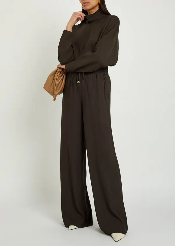 JOSEPH Wide-leg Crepe Trousers
