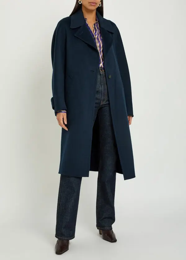 JOSEPH Franco Double-breasted Wool-blend Coat - Indigo