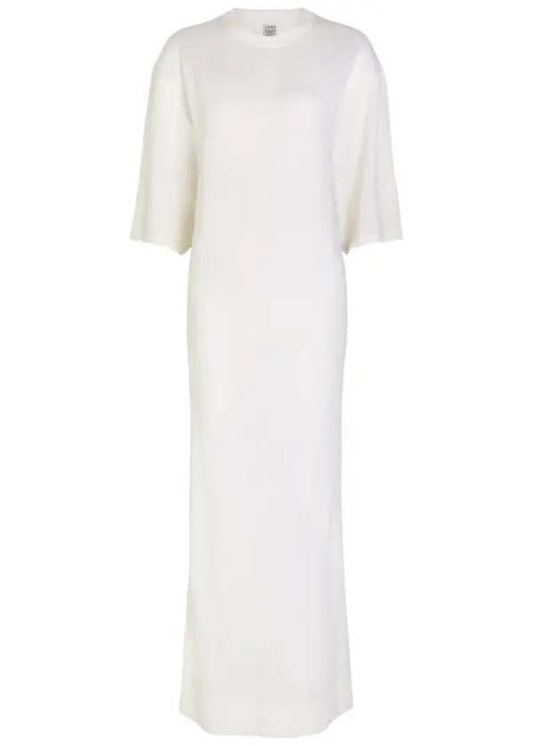 TOTEME Fine-knit Wool Maxi Tee Dress - Ecru