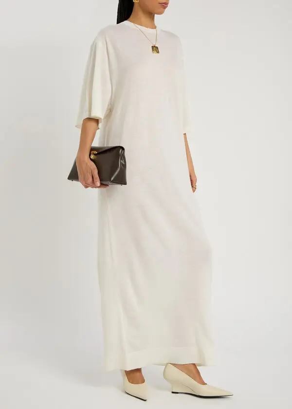 TOTEME Fine-knit Wool Maxi Tee Dress - Ecru