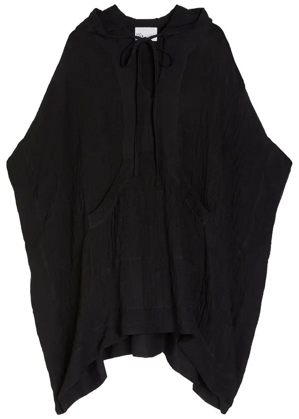 Lisa Marie Fernandez Hooded Linen-blend Beach Poncho - Black