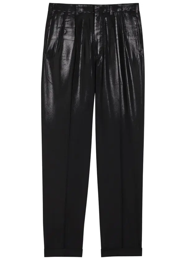 MAISON MARGIELA Coated Straight-leg Wool Trousers - Black