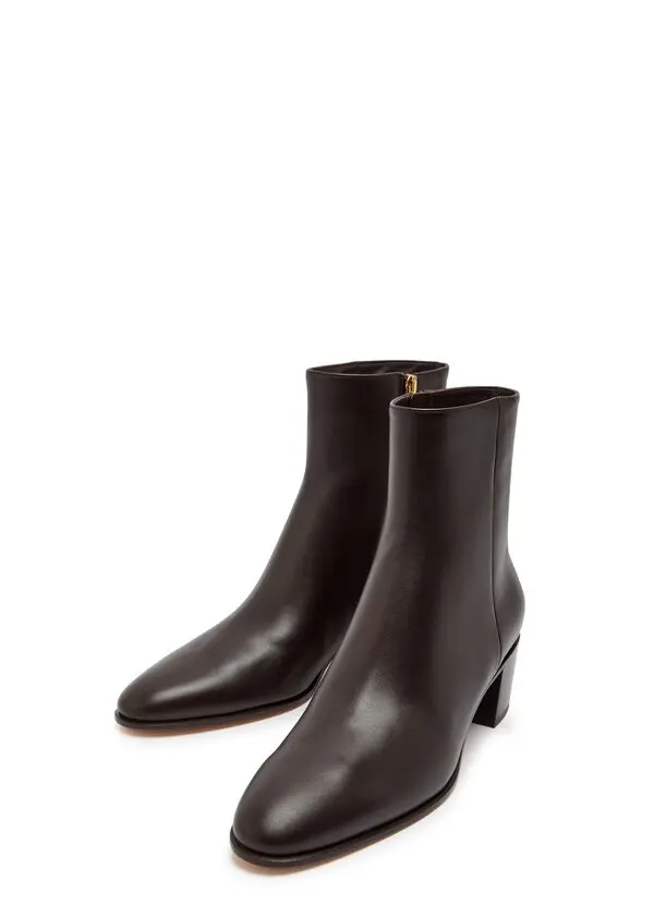 GIANVITO ROSSI Spencer 45 Leather Ankle Boots - Brown