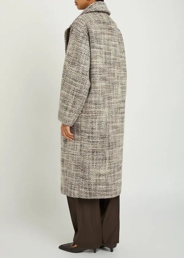 JOSEPH Florent Crosshatch Wool-blend Coat - Brown