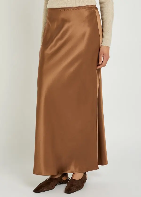 JOSEPH Isaak Silk Midi Slip Skirt - Rust