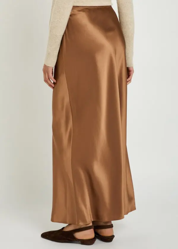 JOSEPH Isaak Silk Midi Slip Skirt - Rust