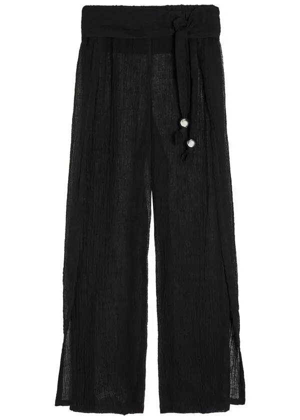 Lisa Marie Fernandez Open Side Linen-blend Trousers - Black