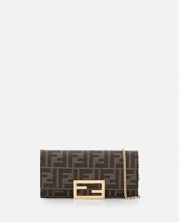 Fendi Jacquard Continental Handbag - Brown