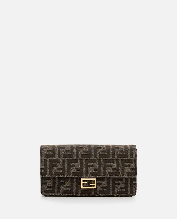 Fendi Wallet With Ff Chain - Brown