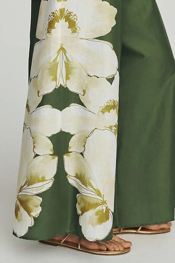 HUTCH Cotton One-shoulder Palm Jumpsuit