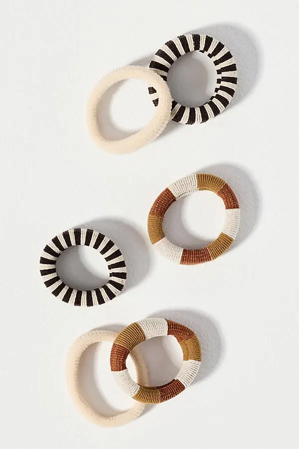 Anthropologie Set Of Striped Hair Ties - Brown